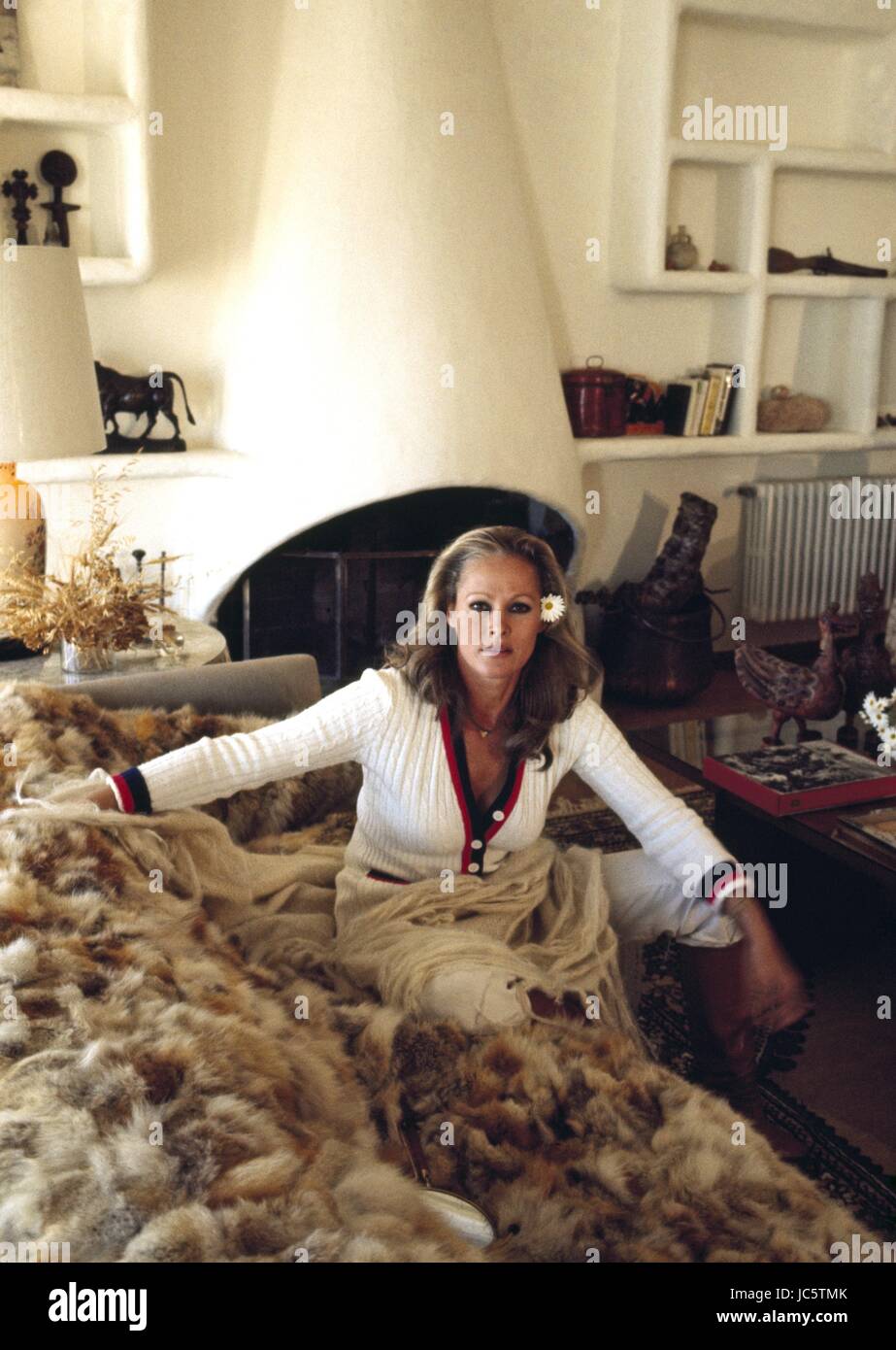 Actress Ursula Andress at home in her house in Ibiza. 1978 Photo ...
