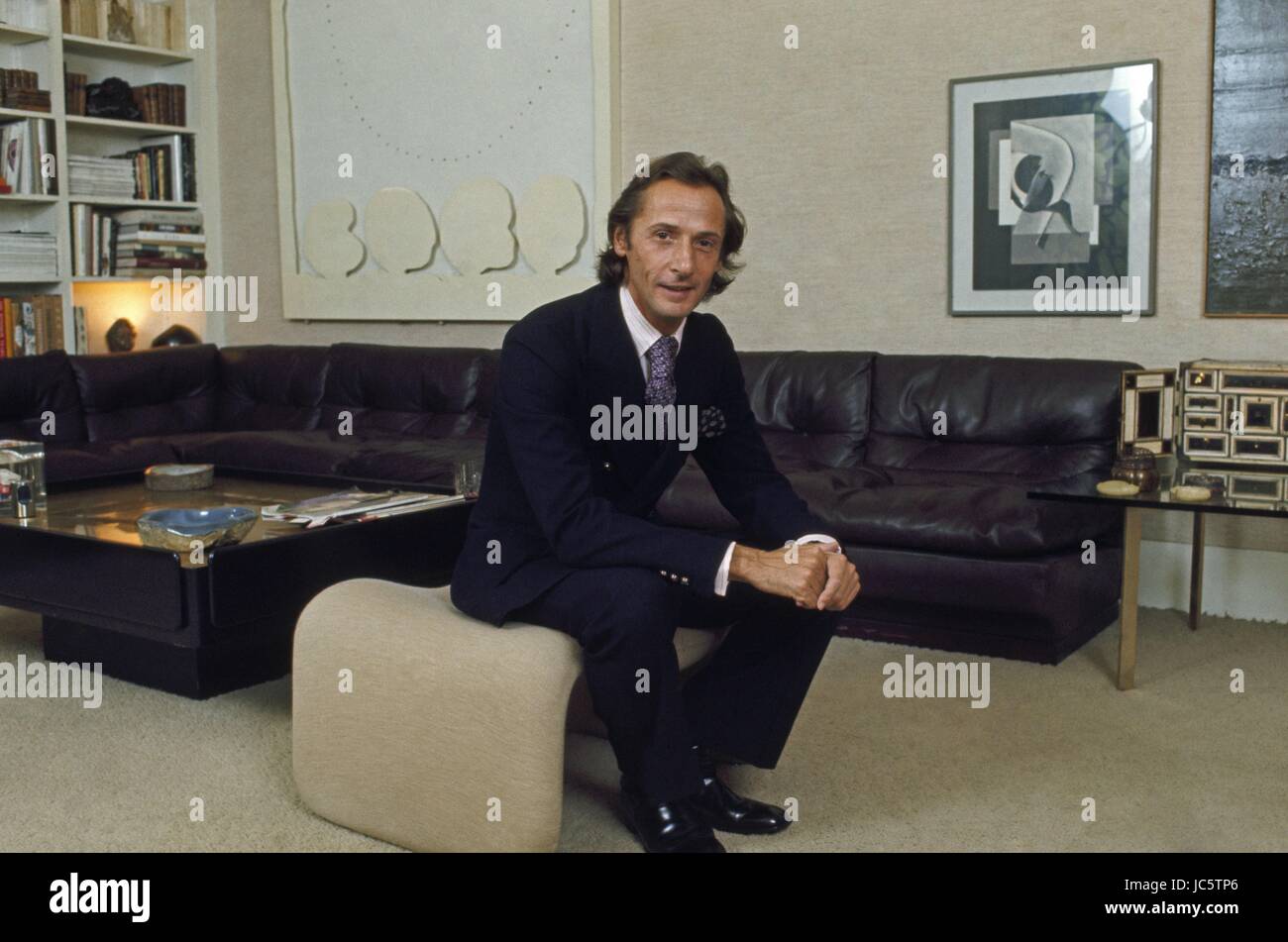 French fashion designer Marc Bohan posing in his Paris appartment, c ...