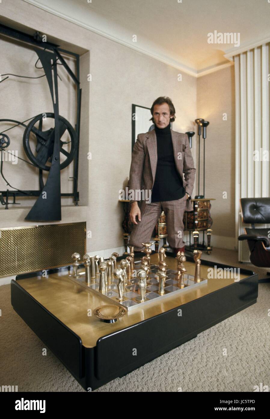 French fashion designer Marc Bohan posing in his Paris appartment, c ...