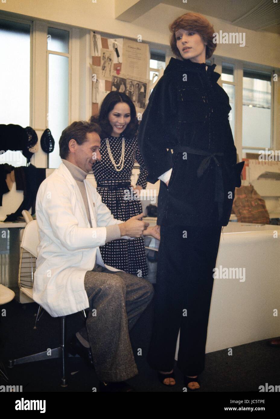 French fashion designer Marc Bohan in his working studio. 1976-1978 ...