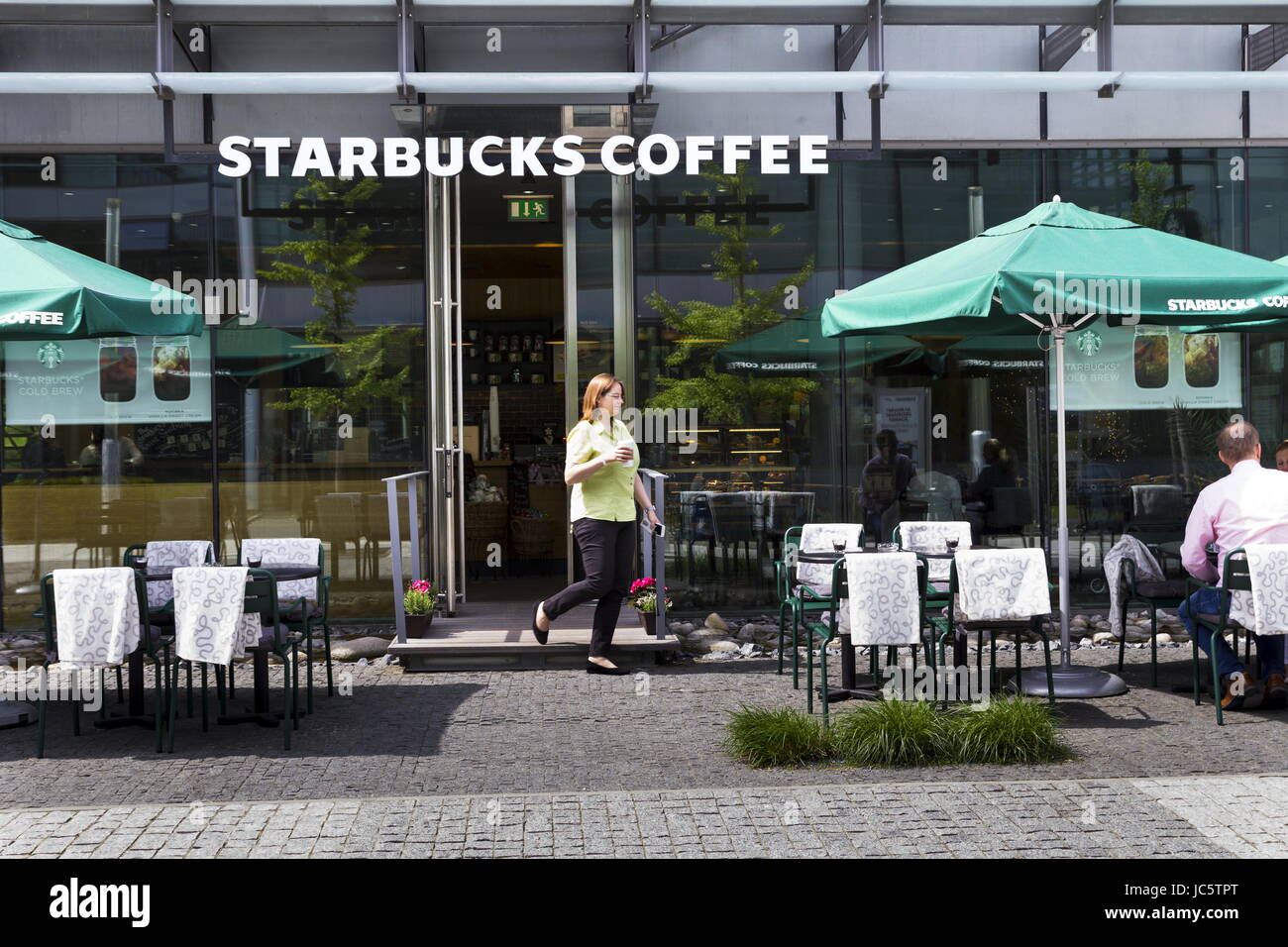 PRAGUE, CZECH REPUBLIC - MAY 22: Starbucks coffee company logo on cafe ...