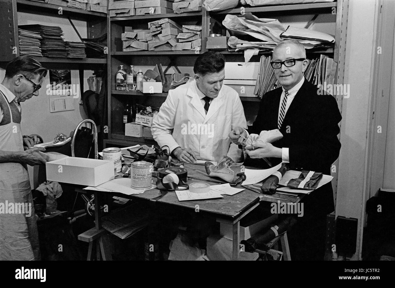French stylist Roger Vivier in the workshop of his shop located rue ...