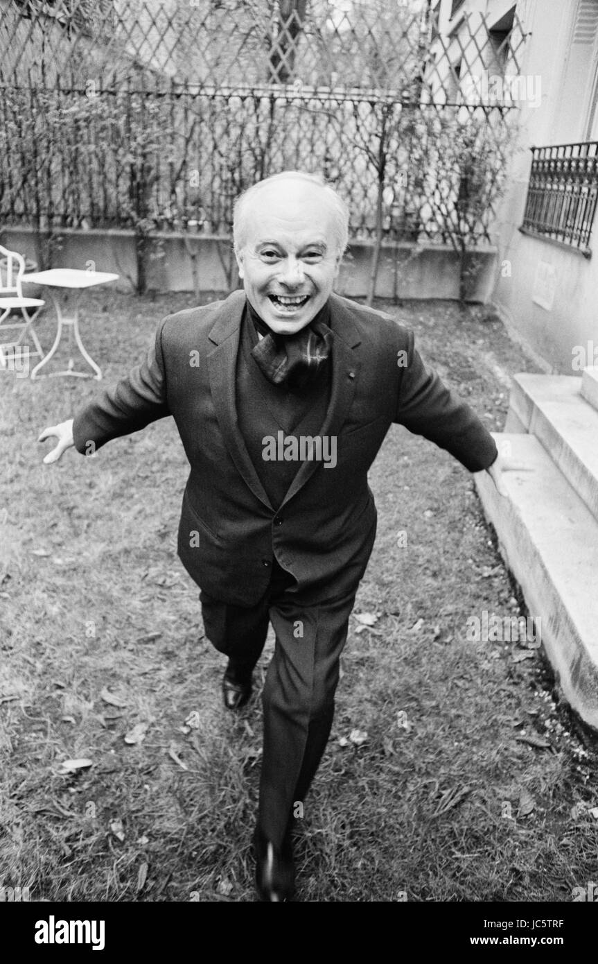 French novelist and historian Paul Guth in the garden of his appartment ...