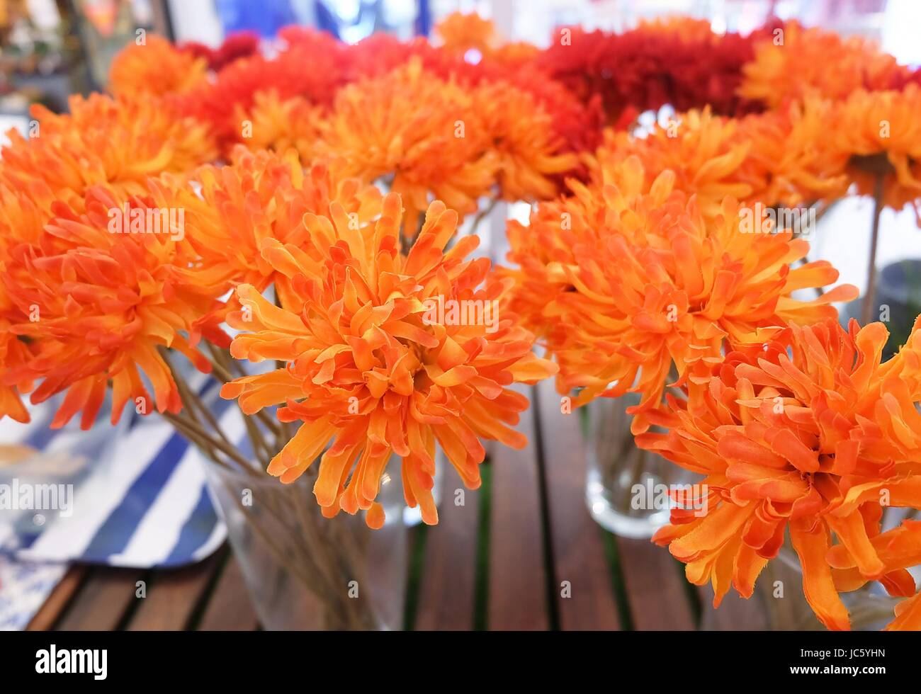 Bright and Beautiful Orange Artificial Daisy Gerbera Flowers in Glass ...