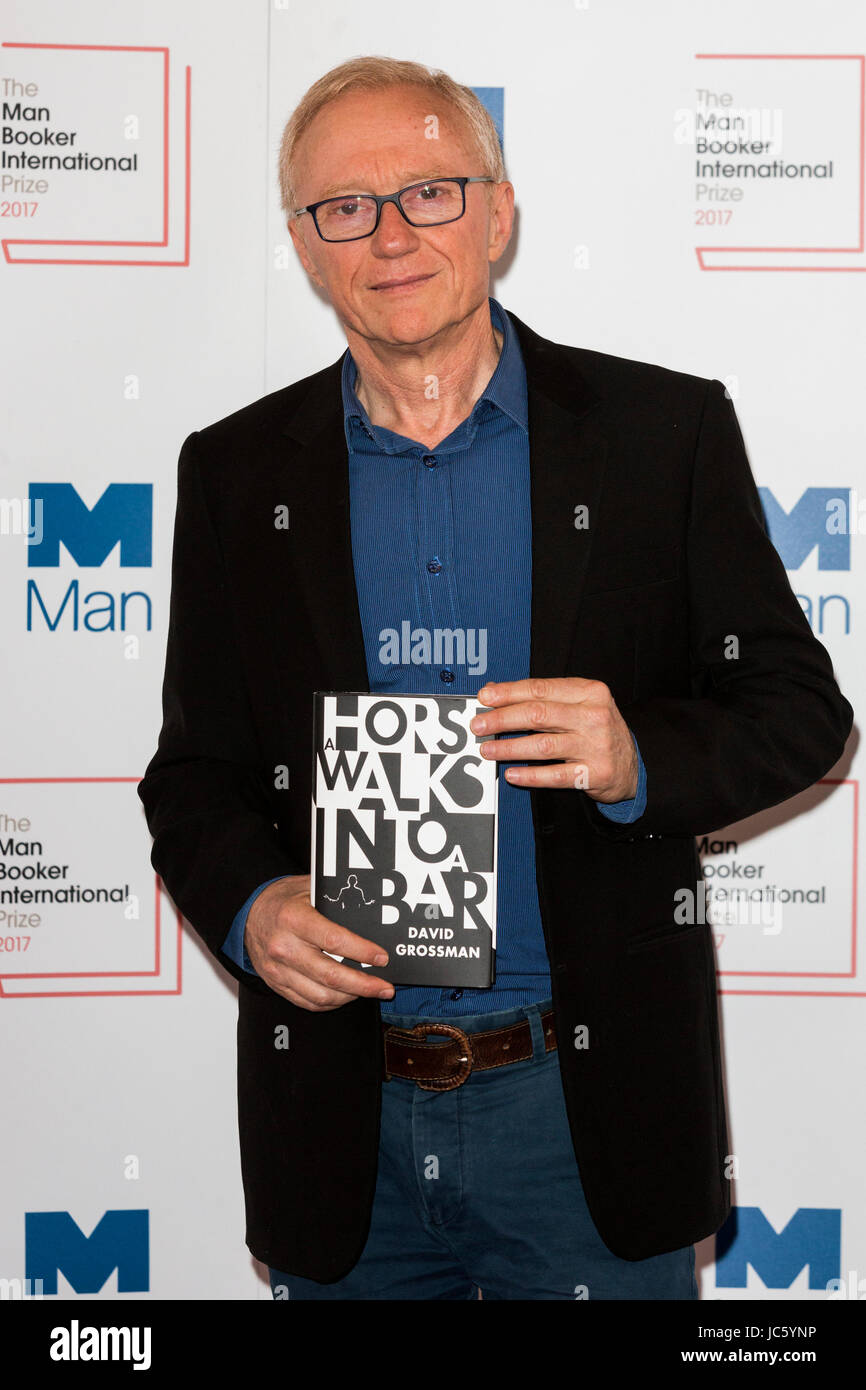 London, UK. 13 June 2017. Israeli writer David Grossman with his book ...