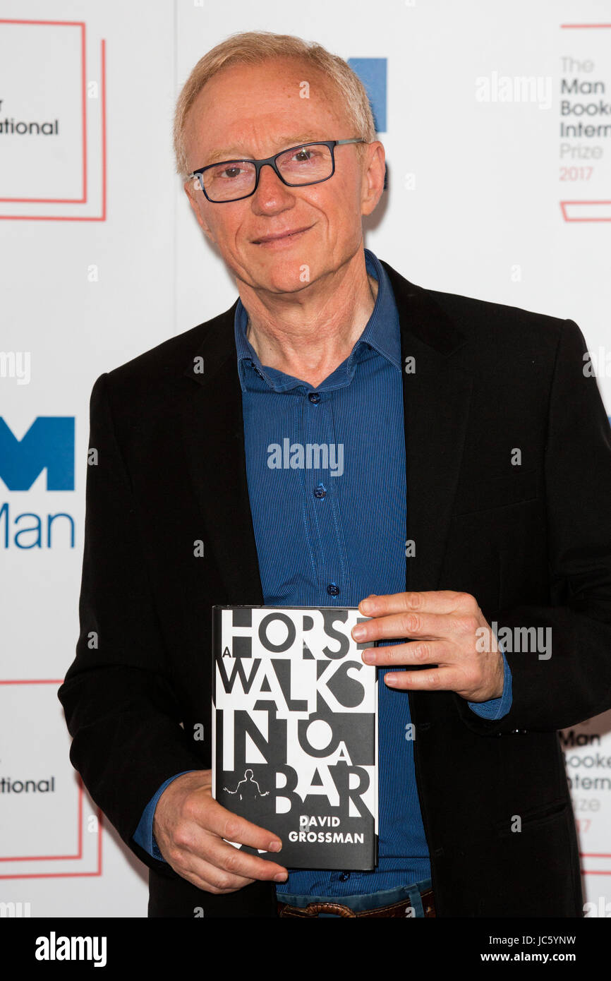 London, UK. 13 June 2017. Israeli writer David Grossman with his book ...