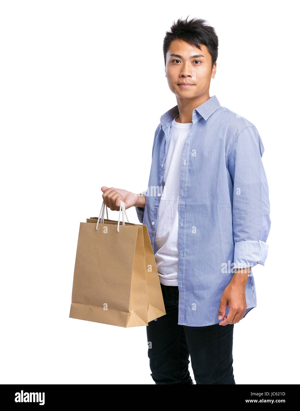Asian man with shopping bag Stock Photo - Alamy