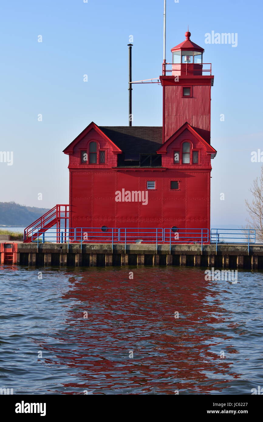 Holland State Park Beach - Big Red Lighthouse Stock Photo - Alamy
