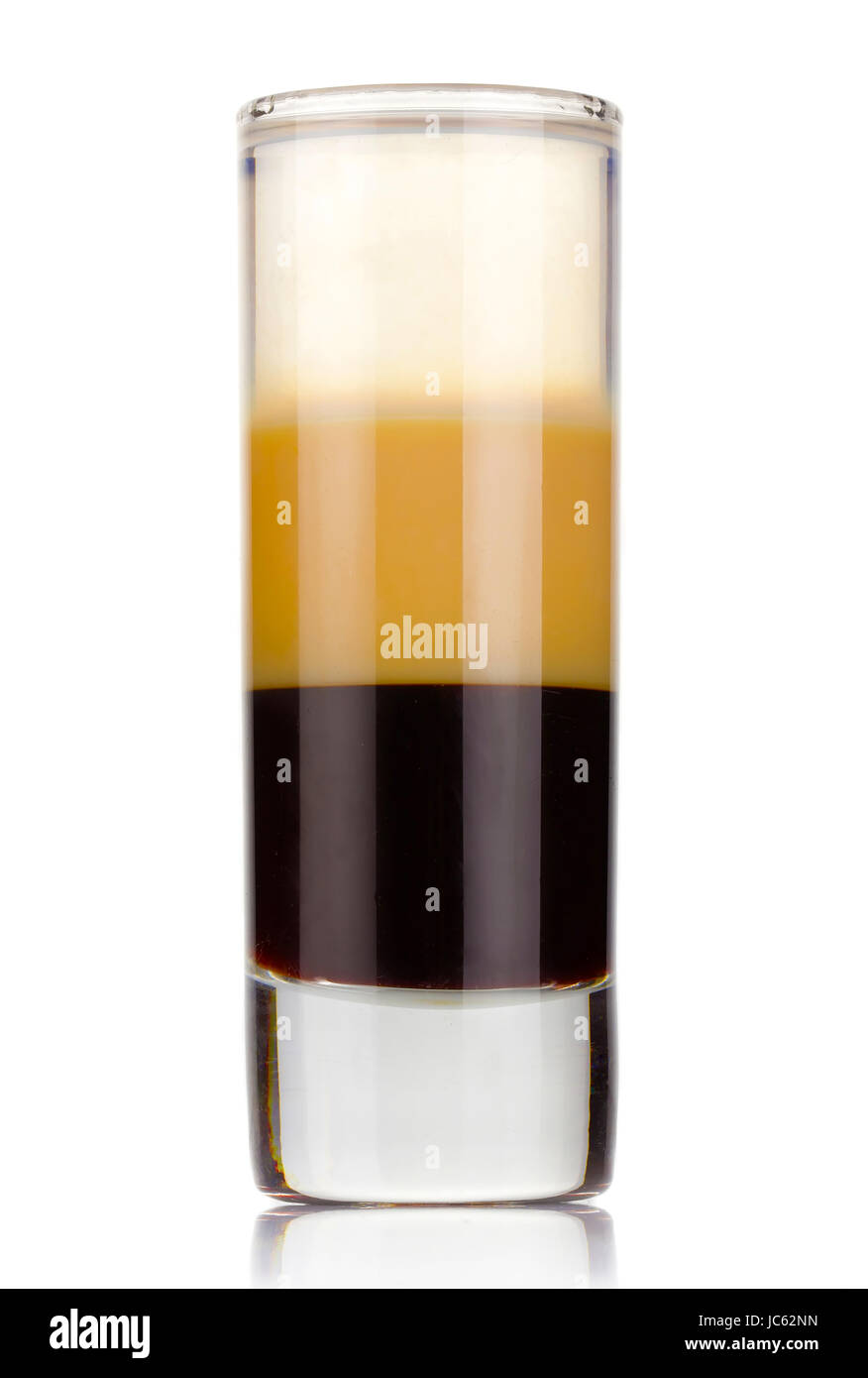 Shot three layers alcohol cocktail isolated on white background Stock ...