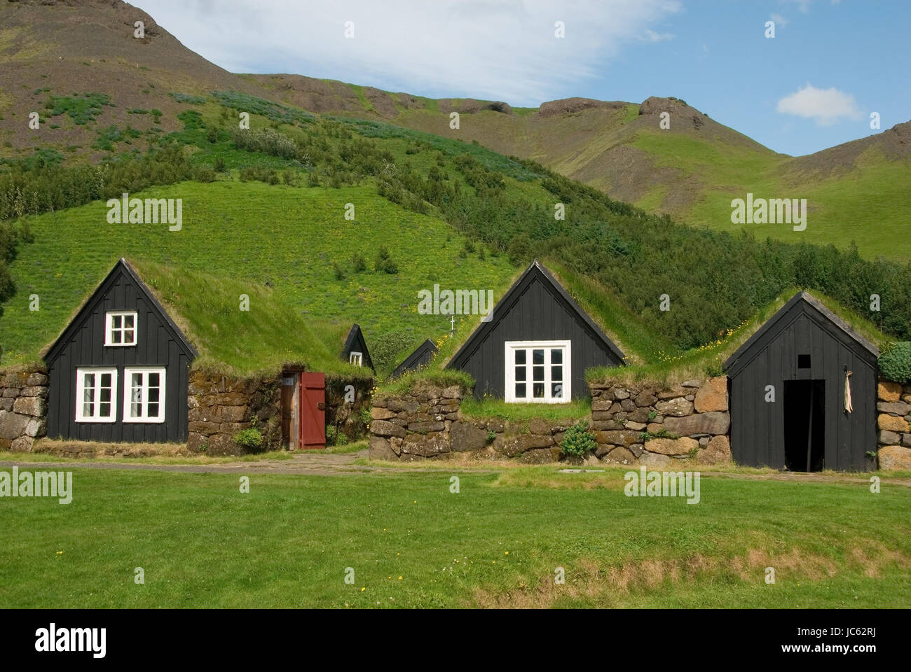 Europe, Iceland, Skogar, home museum and open-air museum, peat houses ...