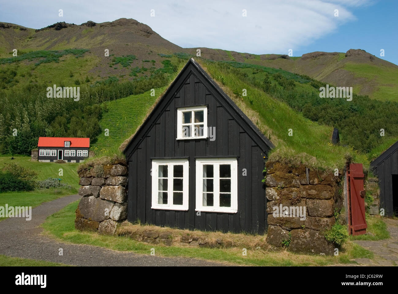 Europe, Iceland, Skogar, home museum and open-air museum, peat houses ...