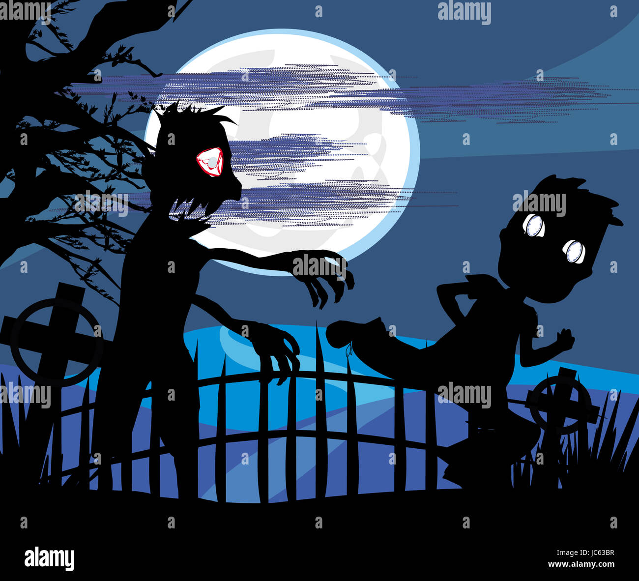 Zombie attacks night scary man escape cemetery hi-res stock photography ...