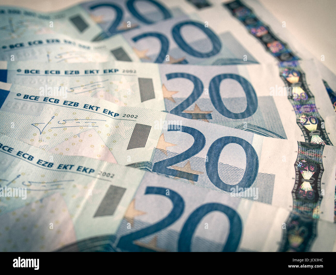 Vintage looking Euro bank notes money European Union currency Stock ...