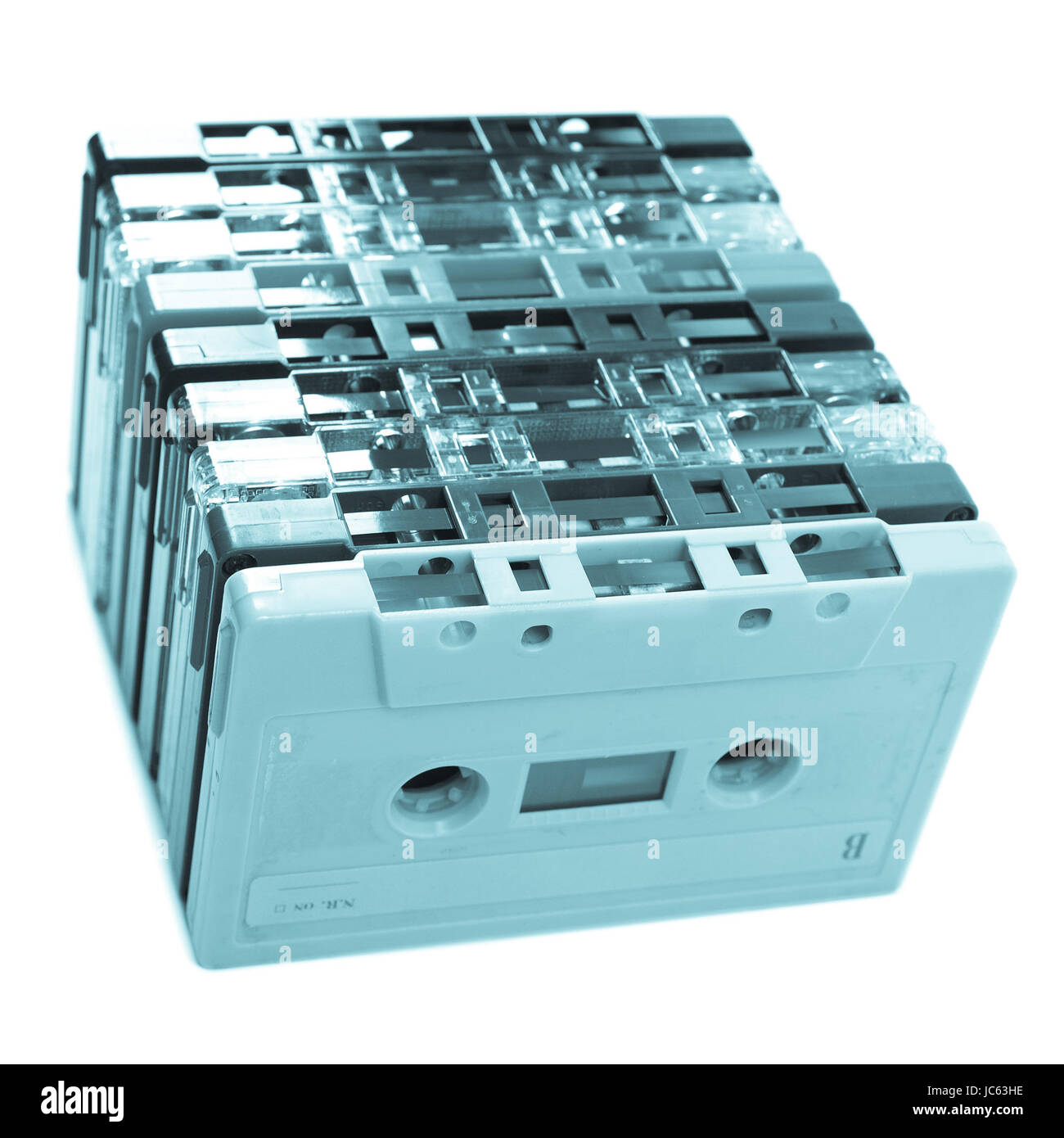 Magnetic tape cassette for audio music recording - isolated over white ...