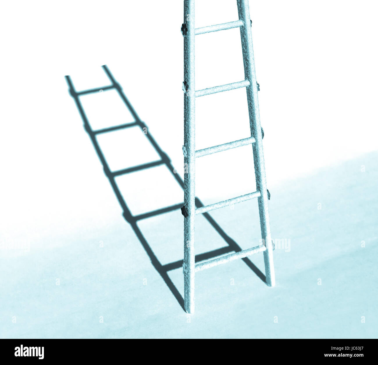 Model ladder with hard shadow - cool cyanotype Stock Photo - Alamy