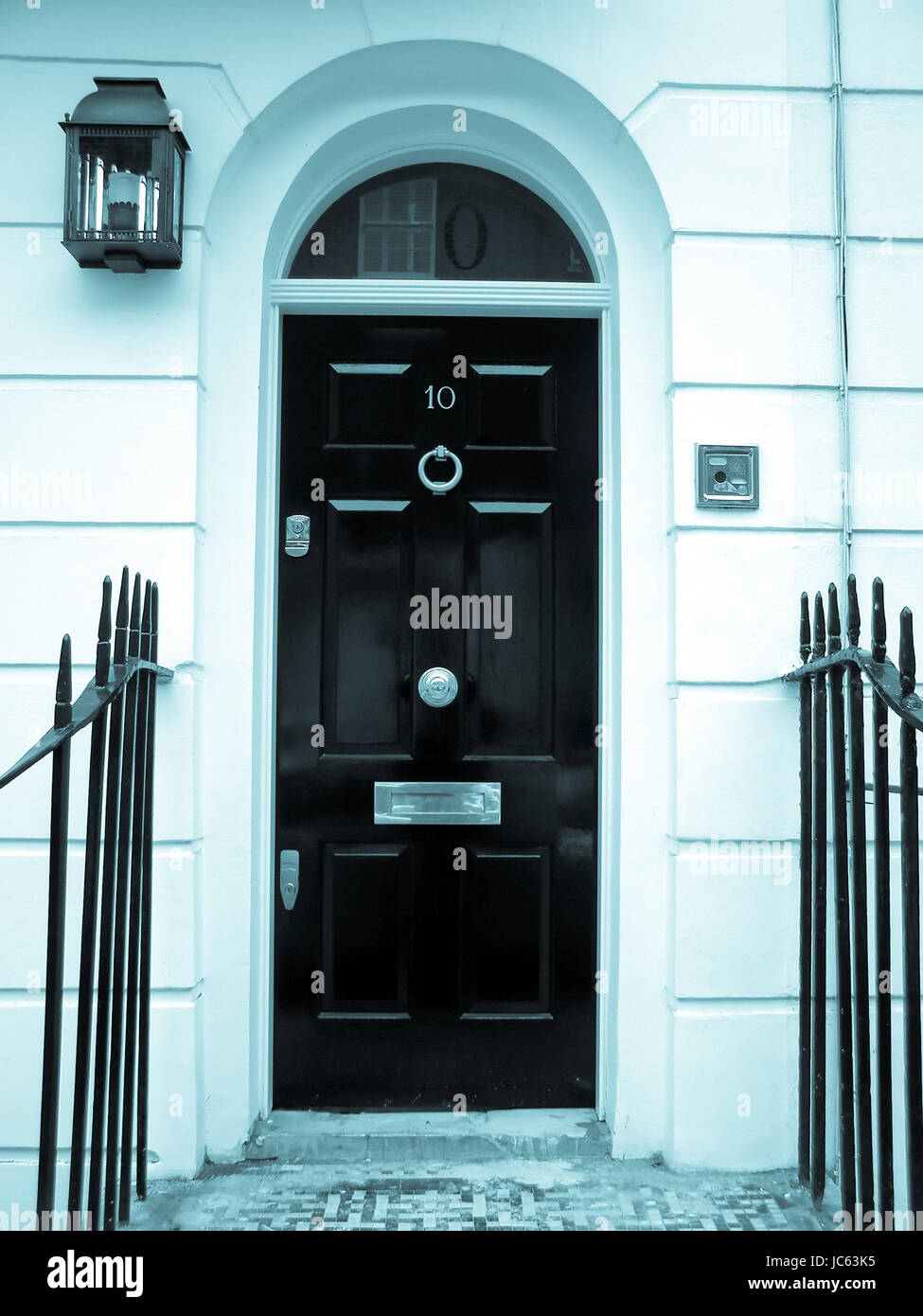A picture of Traditional british home door, London - cool cyanotype ...