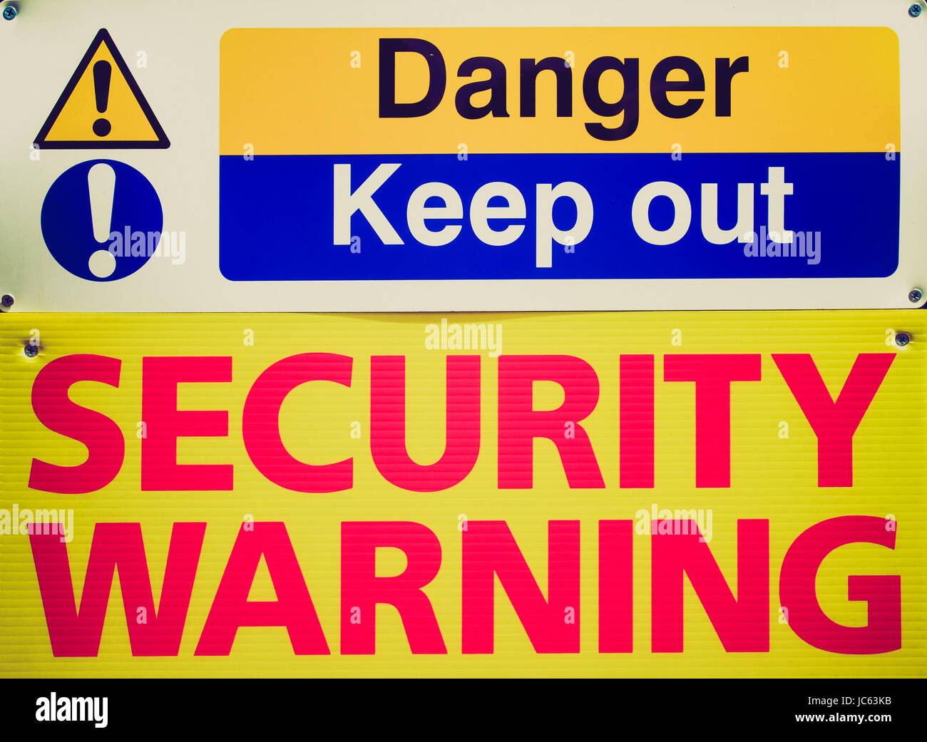 Vintage retro looking A traffic or a construction site sign Stock Photo ...