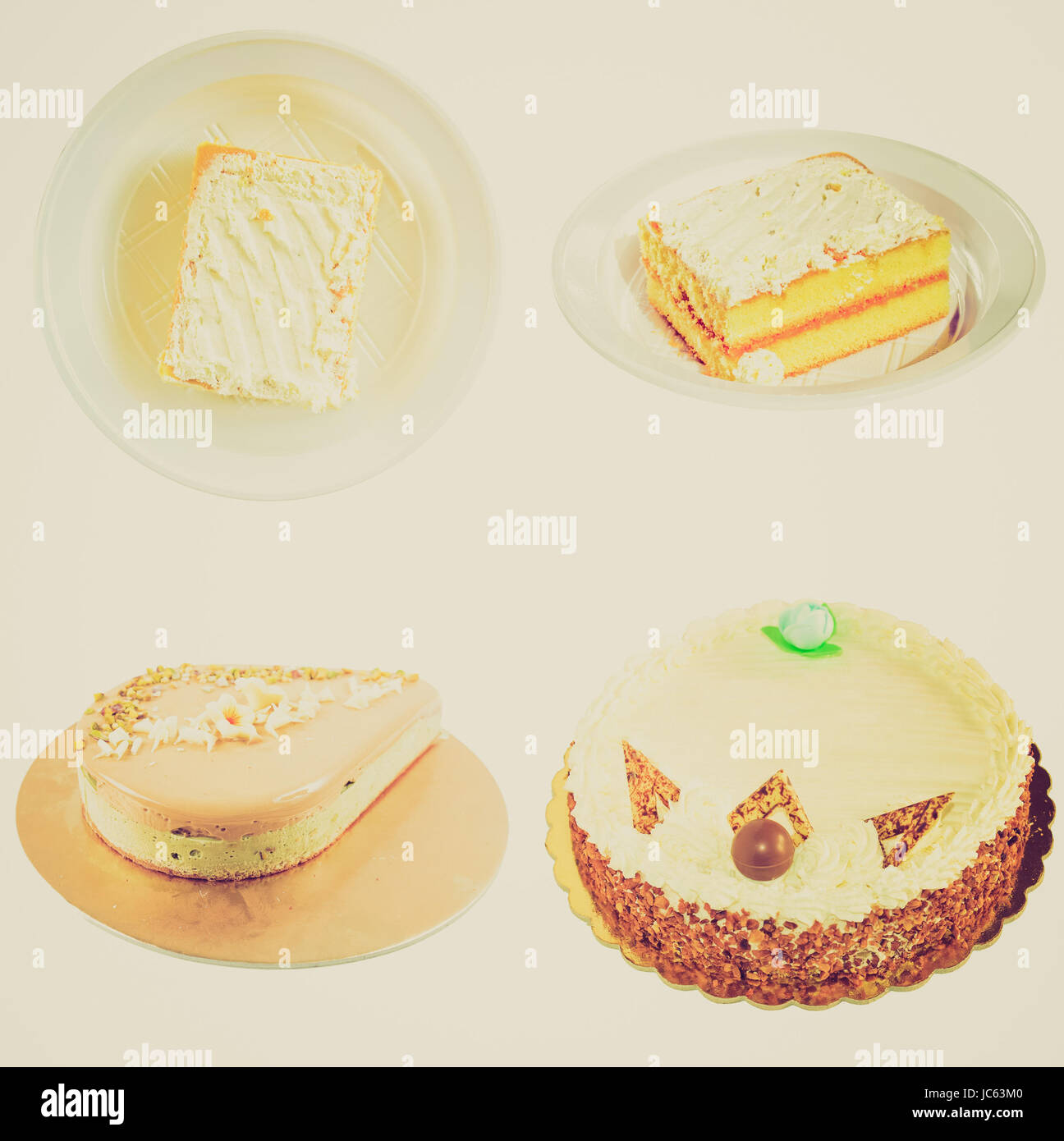 Vintage retro looking Many pies isolated over a white background Stock ...