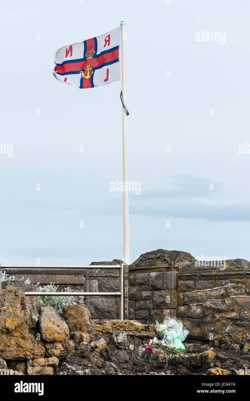 The RNLI flag flying in Weston-super-Mare, Somerset Stock Photo - Alamy