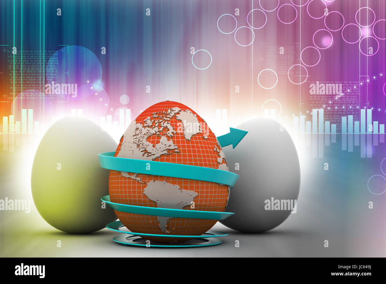 Global egg rounded with arrow Stock Photo - Alamy
