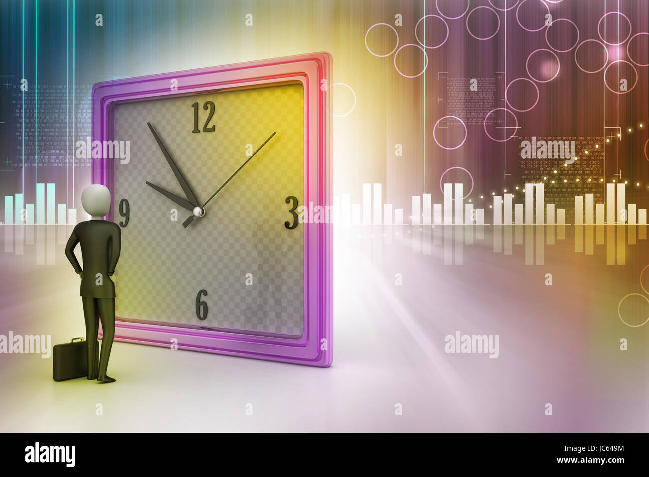 3d man watching the clock Stock Photo - Alamy
