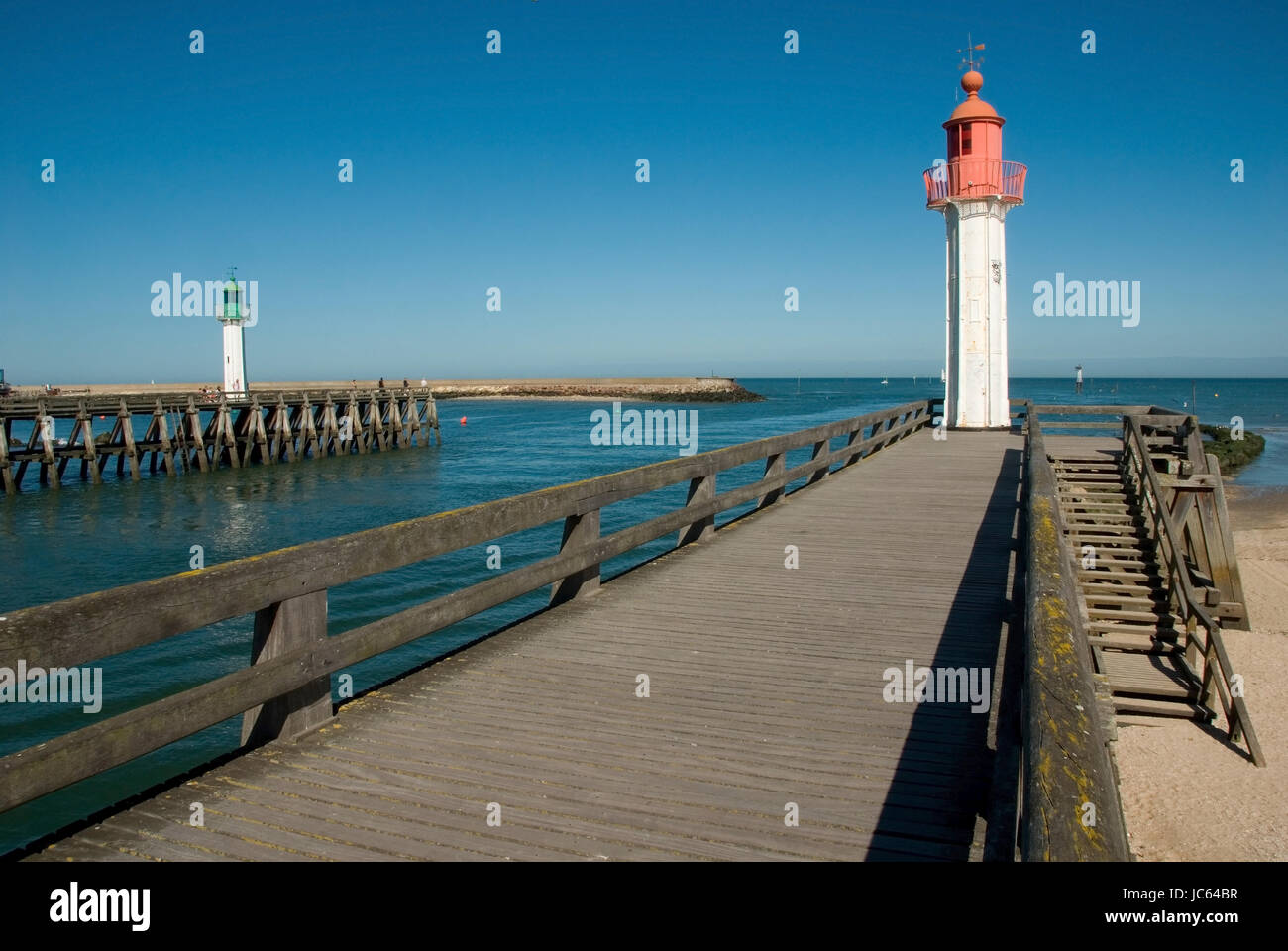 France, Normandy, Trouville, lighthouse, footbridge, Frankreich ...