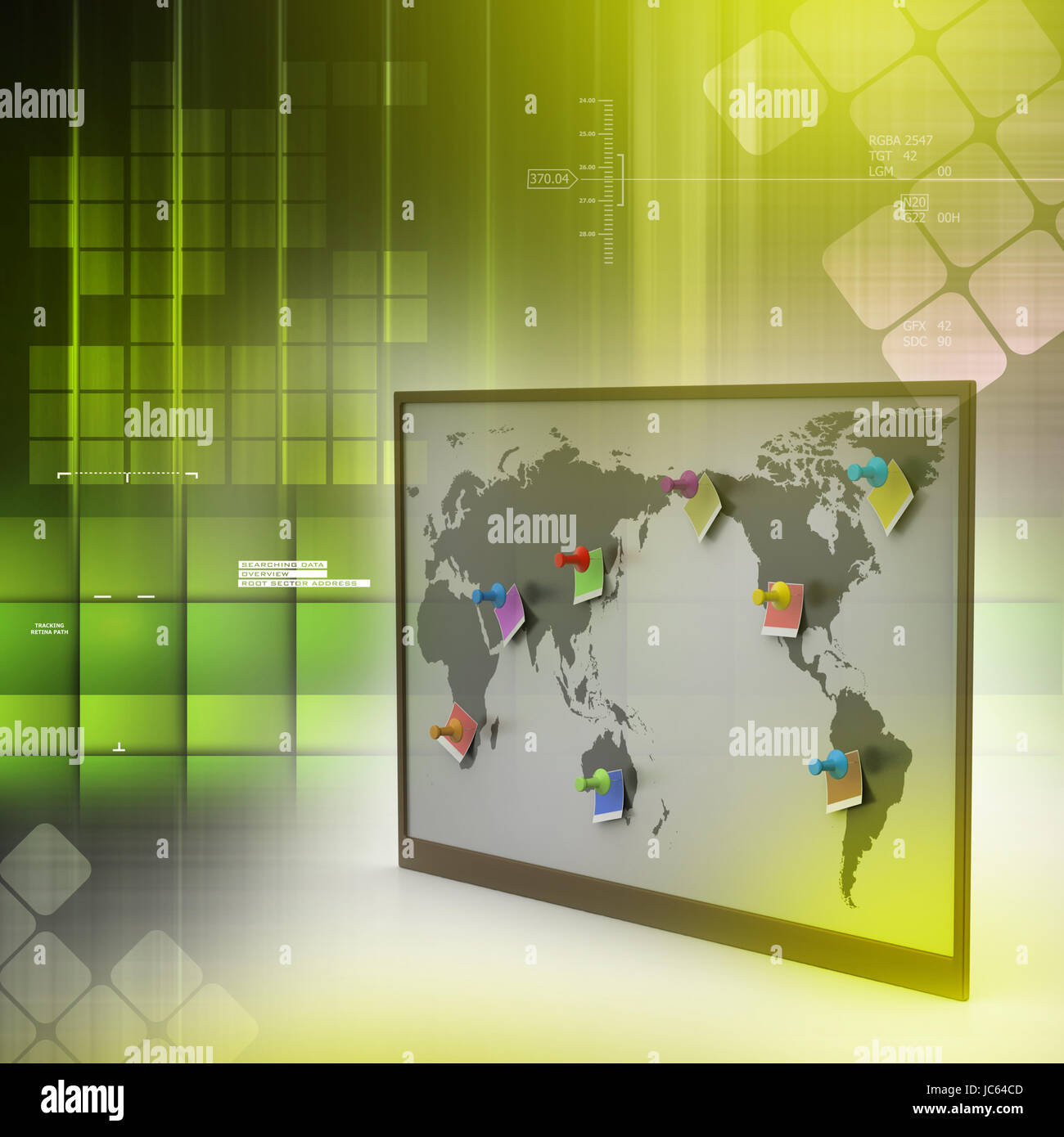 Pushpin pointing place on a paper map Stock Photo - Alamy