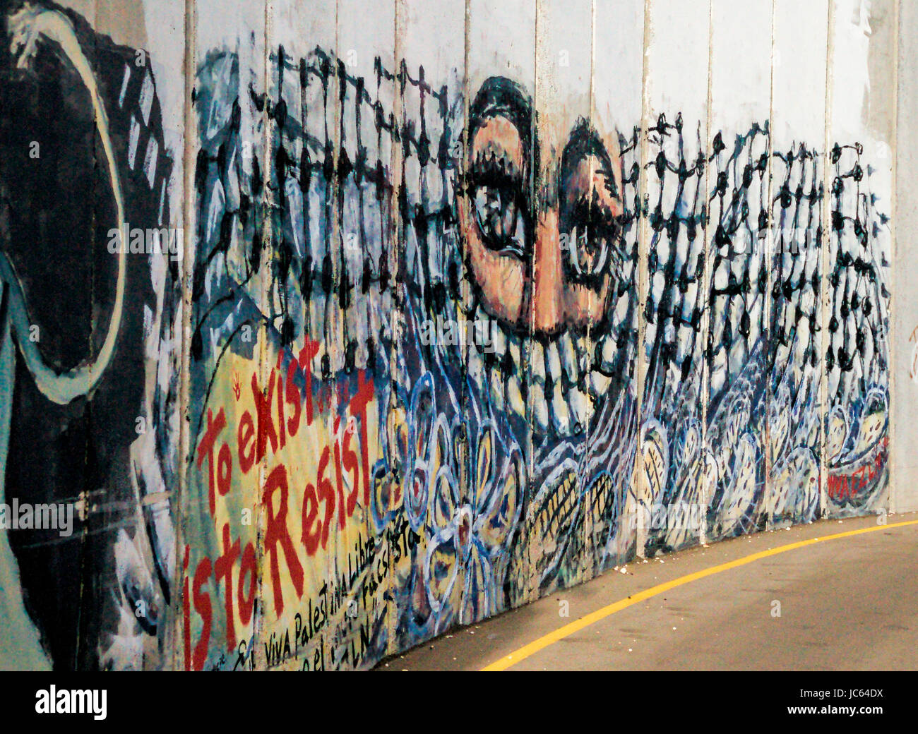 Graffiti on the wall between Israel and Palestine. This was located ...