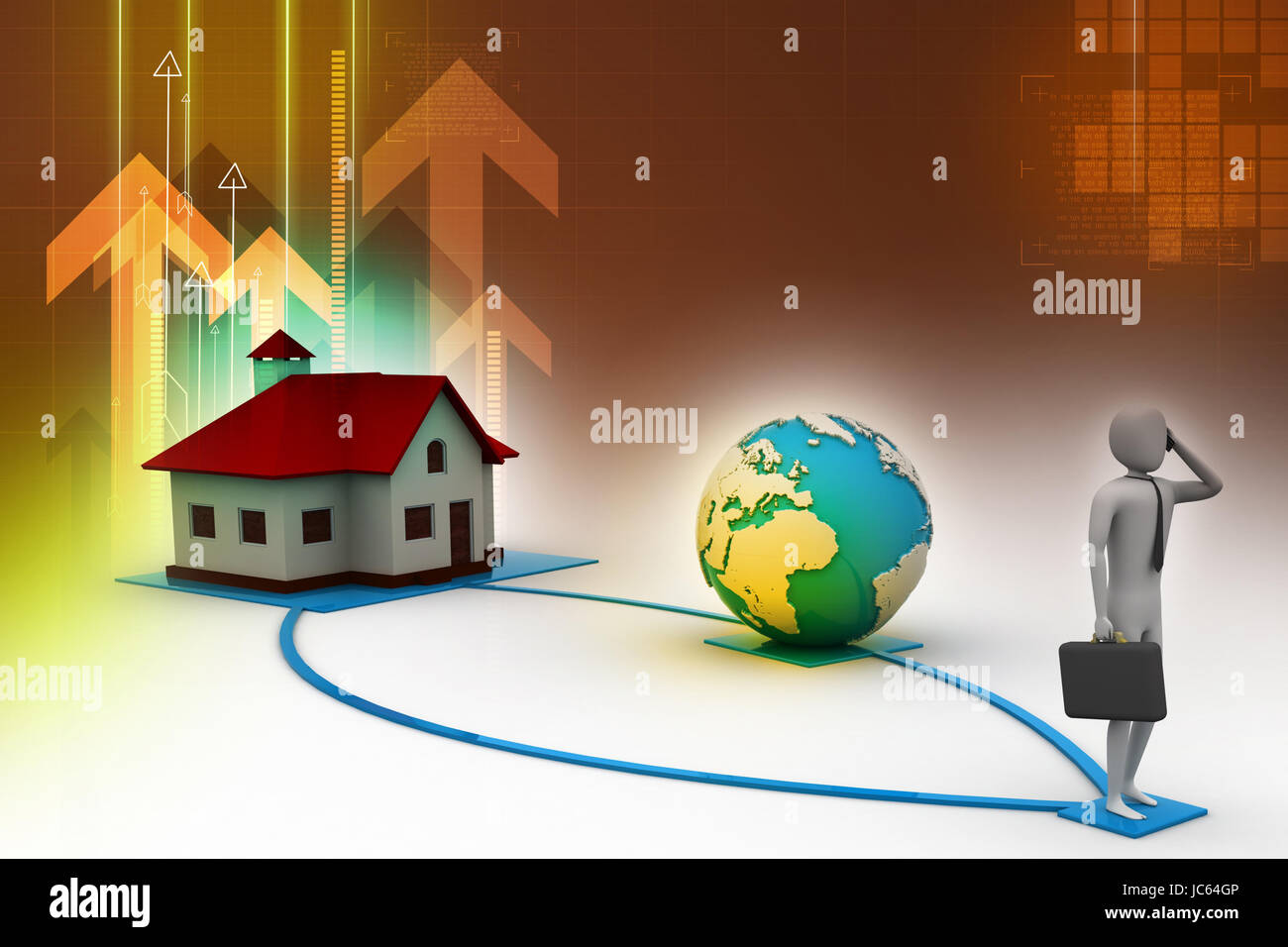 3d man with house Stock Photo - Alamy