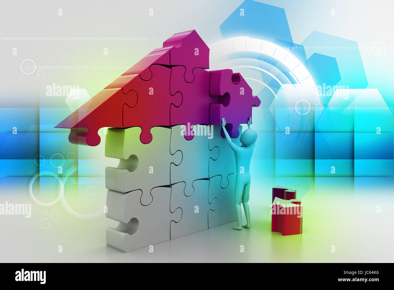 3d man, building the house Stock Photo - Alamy