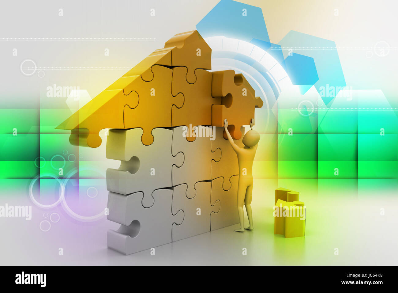 3d man, building the house Stock Photo - Alamy