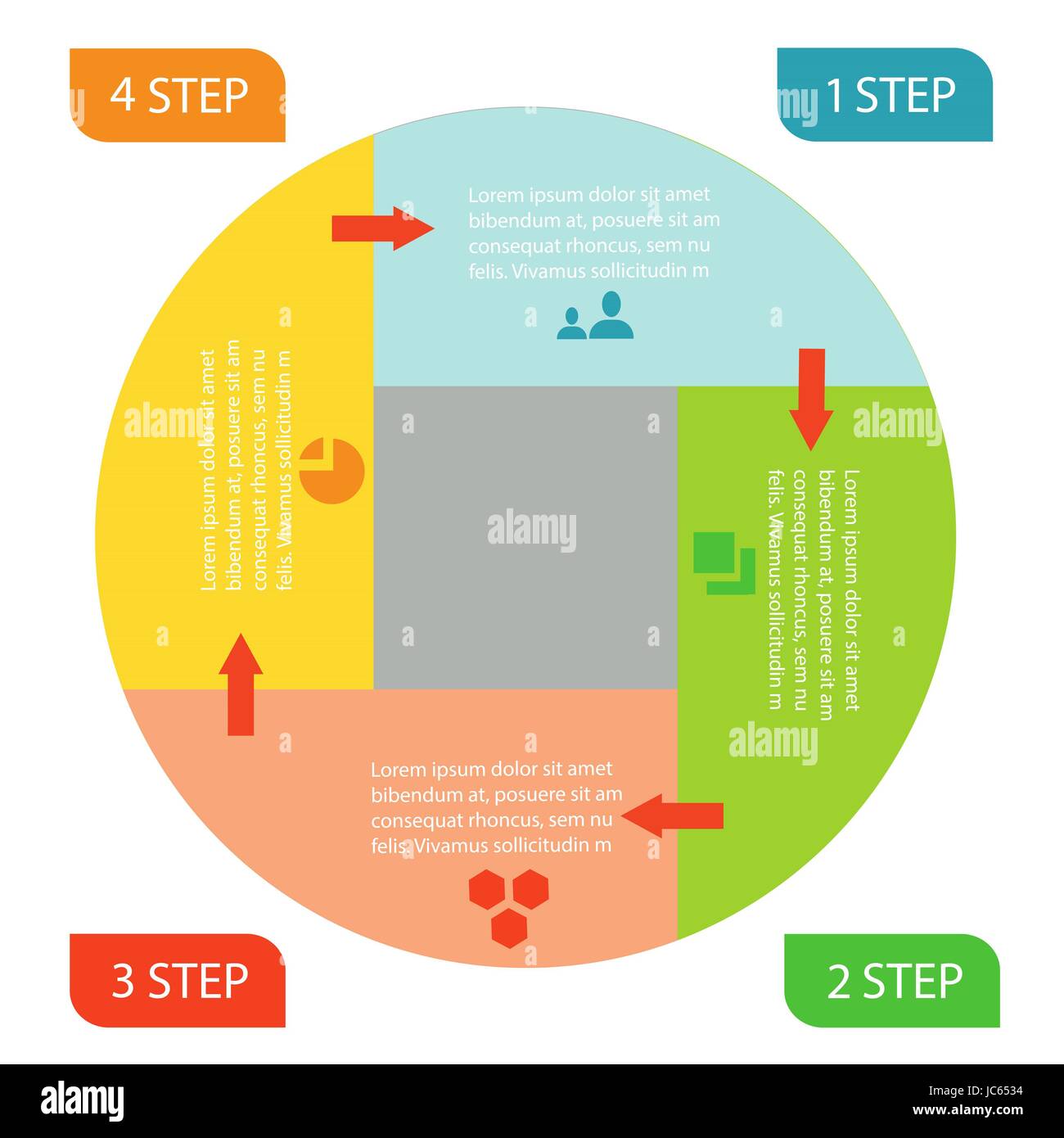 colorful illustration with info graphic business circle on a white ...