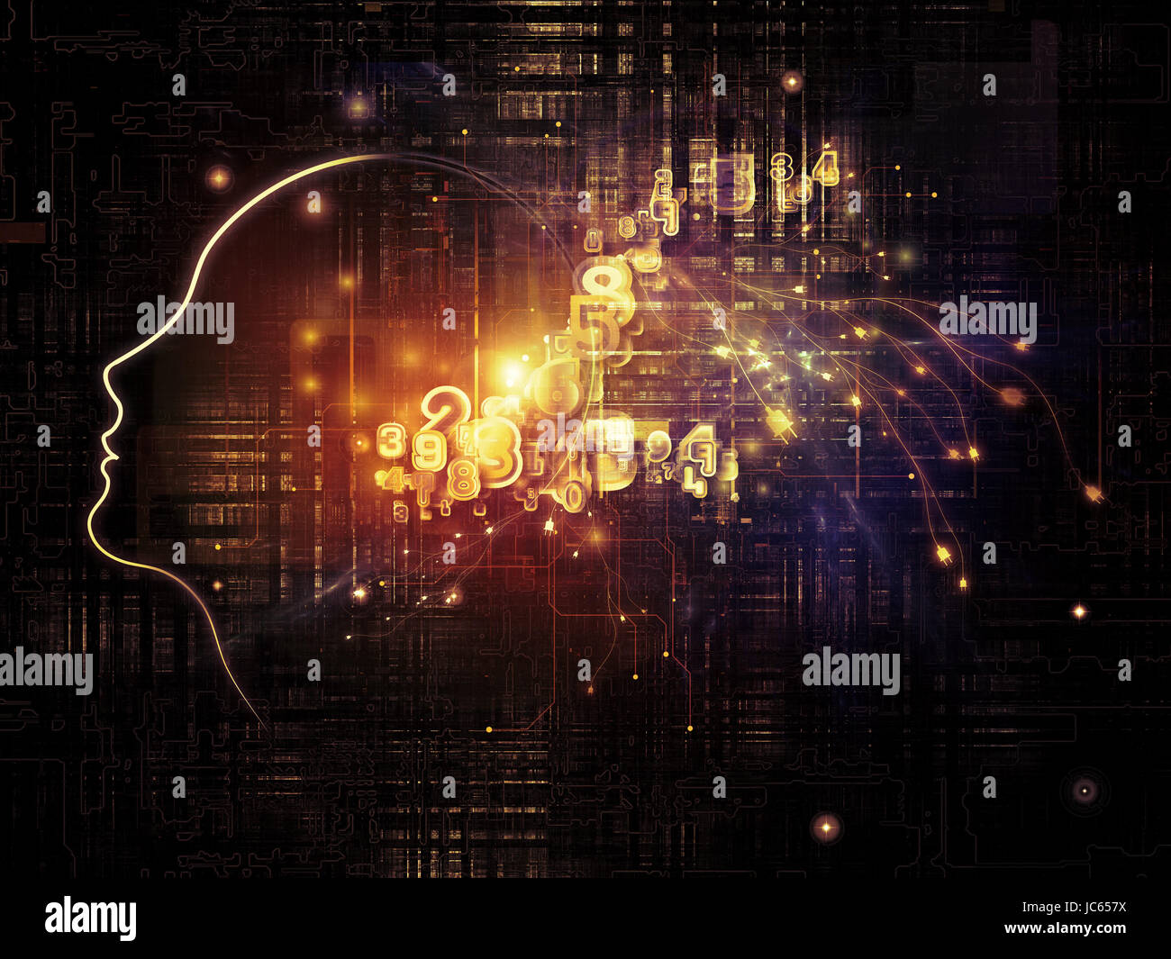Artificial Intelligence series. Composition of human profile and ...