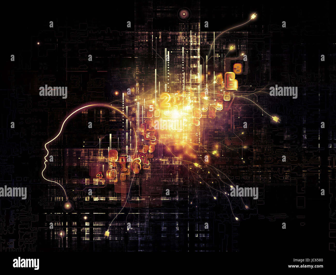 Artificial Intelligence series. Composition of human profile and ...