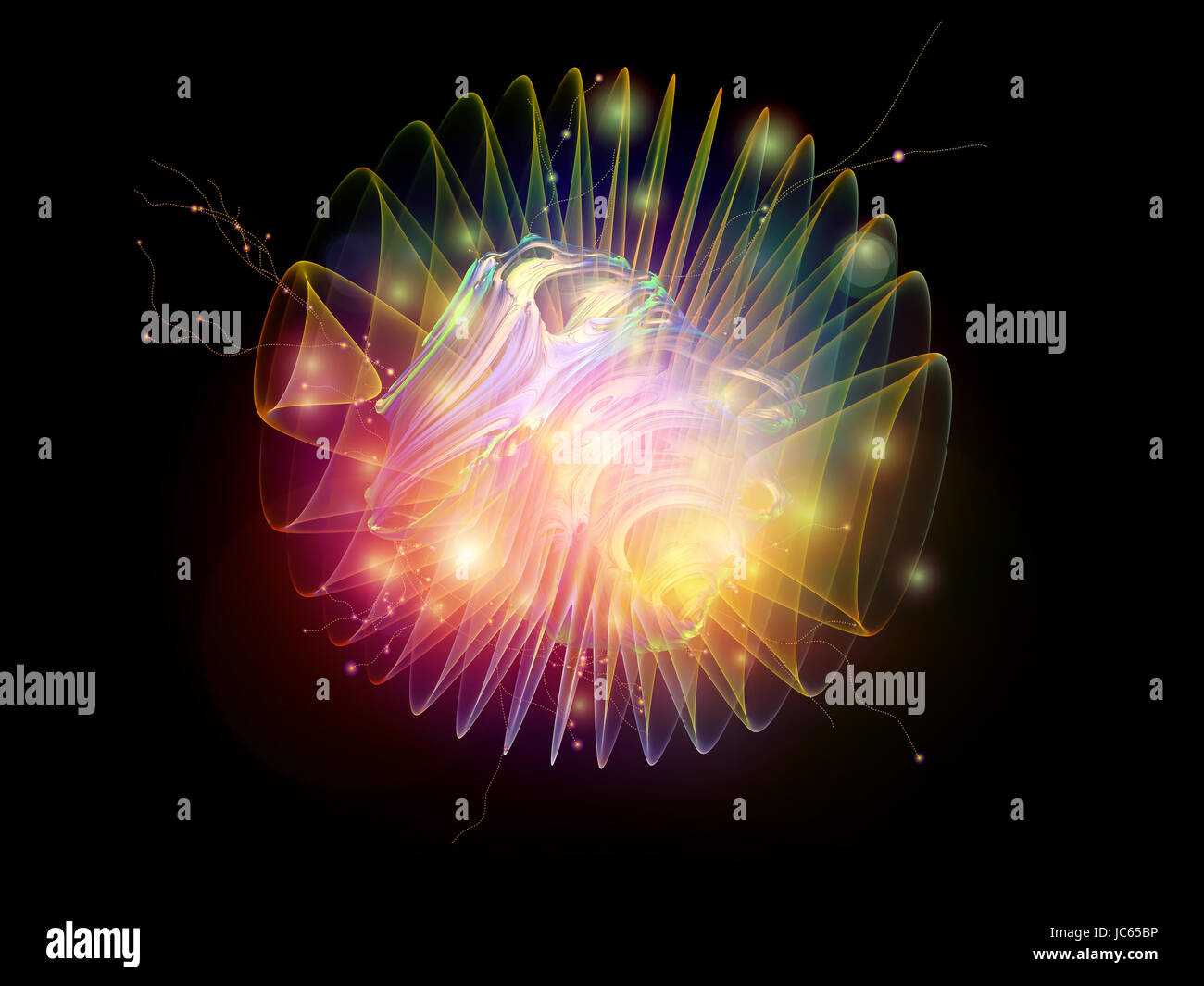 Conceptual Particle series. Graphic composition of fractal and ...