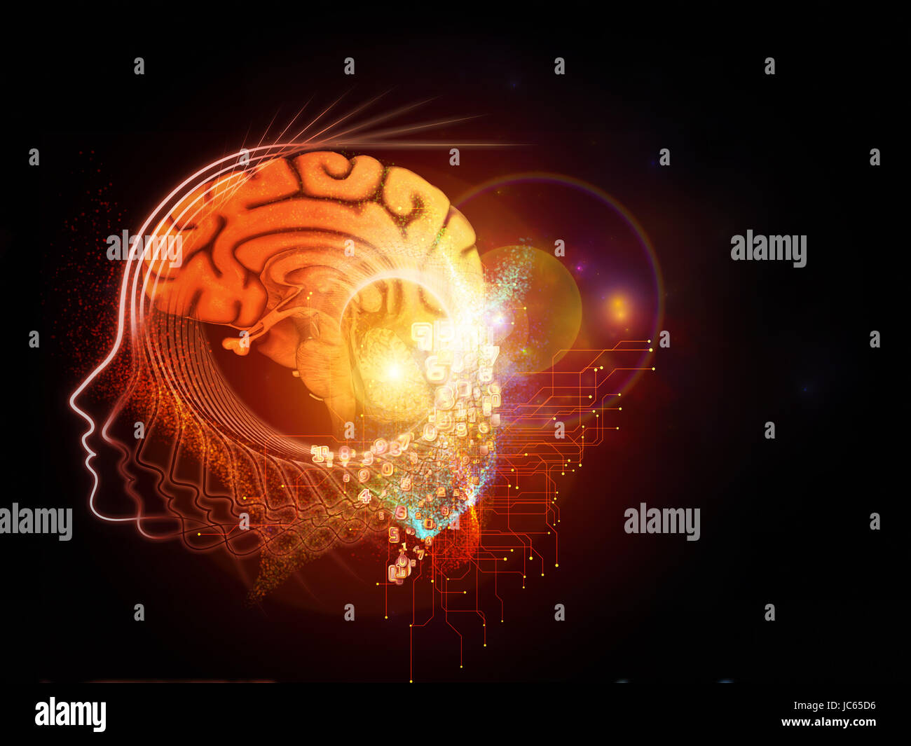 Human Mind series. Background design of brain, human outlines and ...