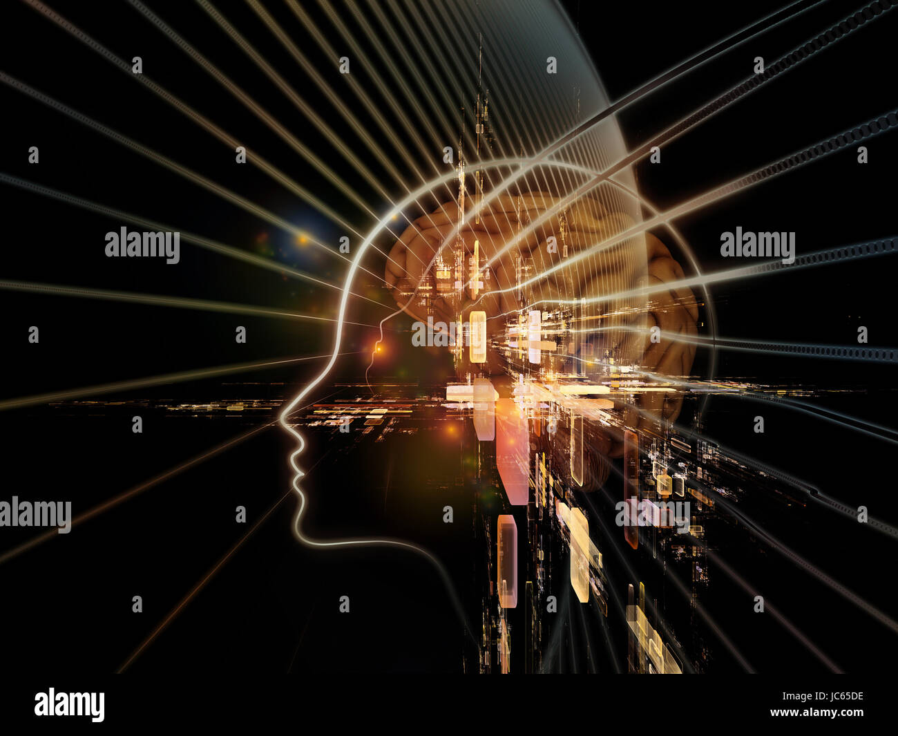 Human Mind series. Design composed of brain, human outlines and fractal ...