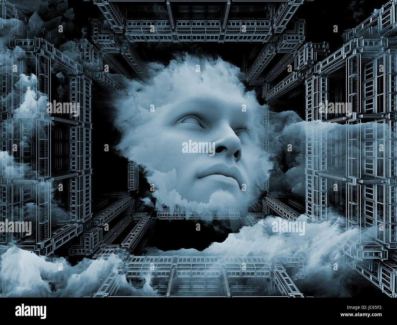 Anthropocentric series. Creative arrangement of human face and design ...