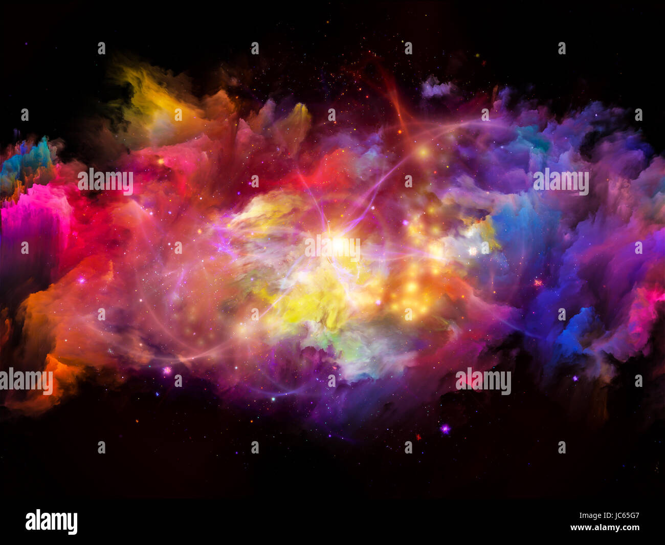 Colors in Space series. Composition of colorful clouds and space ...