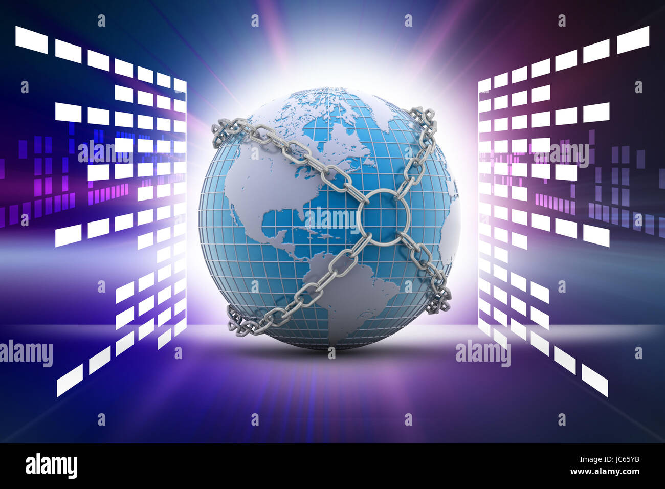 Earth globe close in chain Stock Photo - Alamy