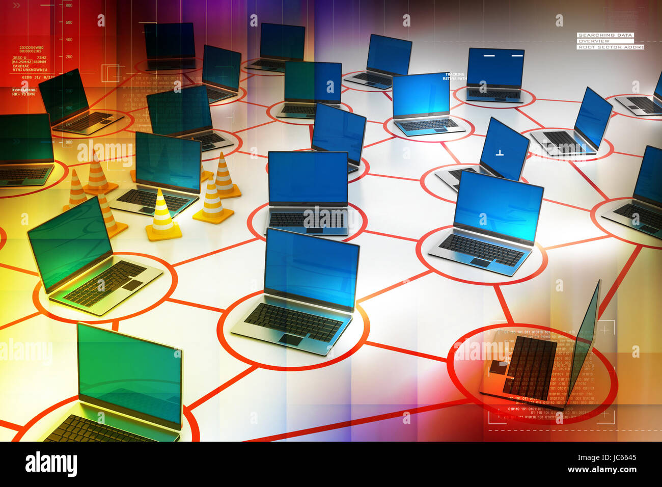 laptop network with traffic cone Stock Photo - Alamy