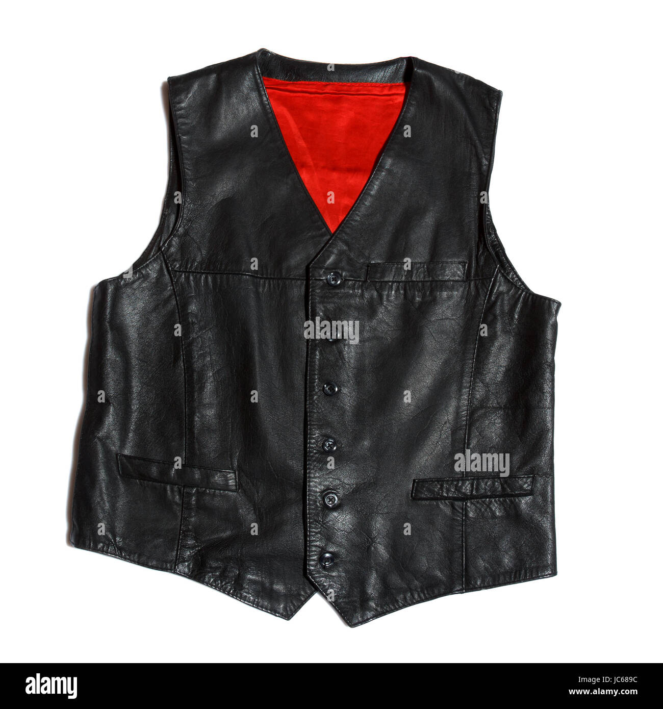 vintage leather vest on the white background Stock Photo - Alamy