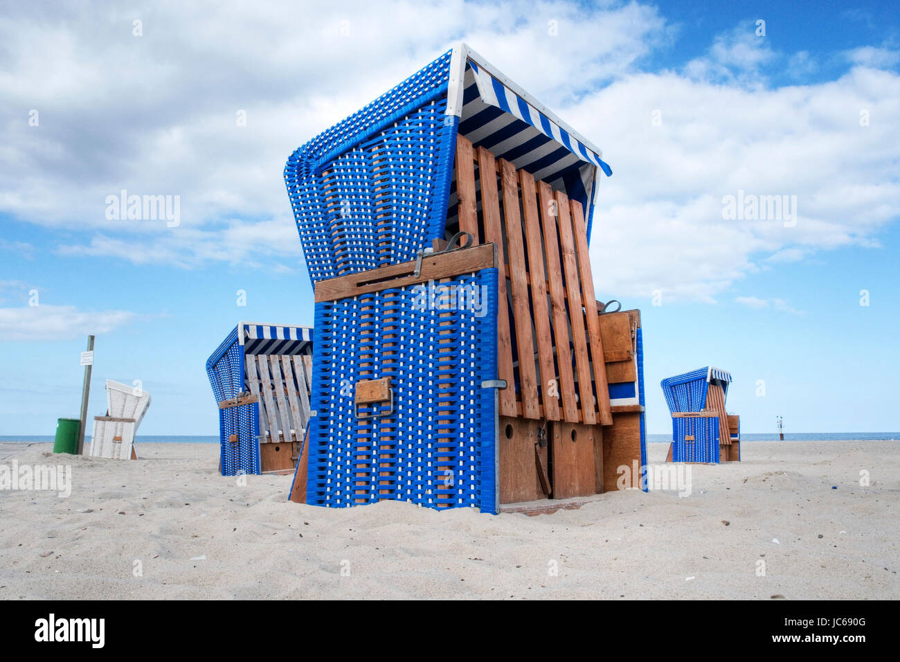 Damp, beach baskets on the beach, Strandkoerbe am Strand Stock Photo ...