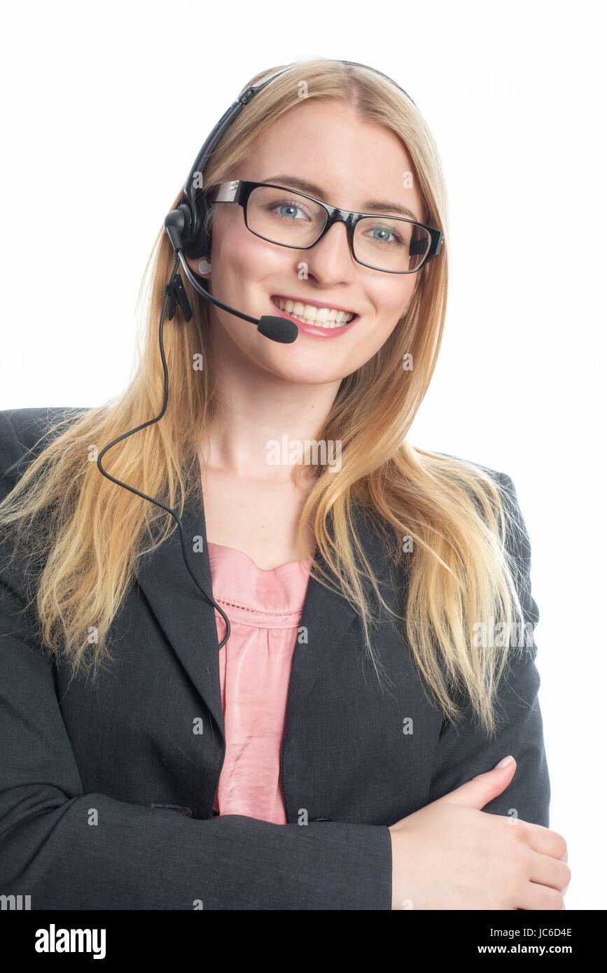 woman with headset Stock Photo - Alamy