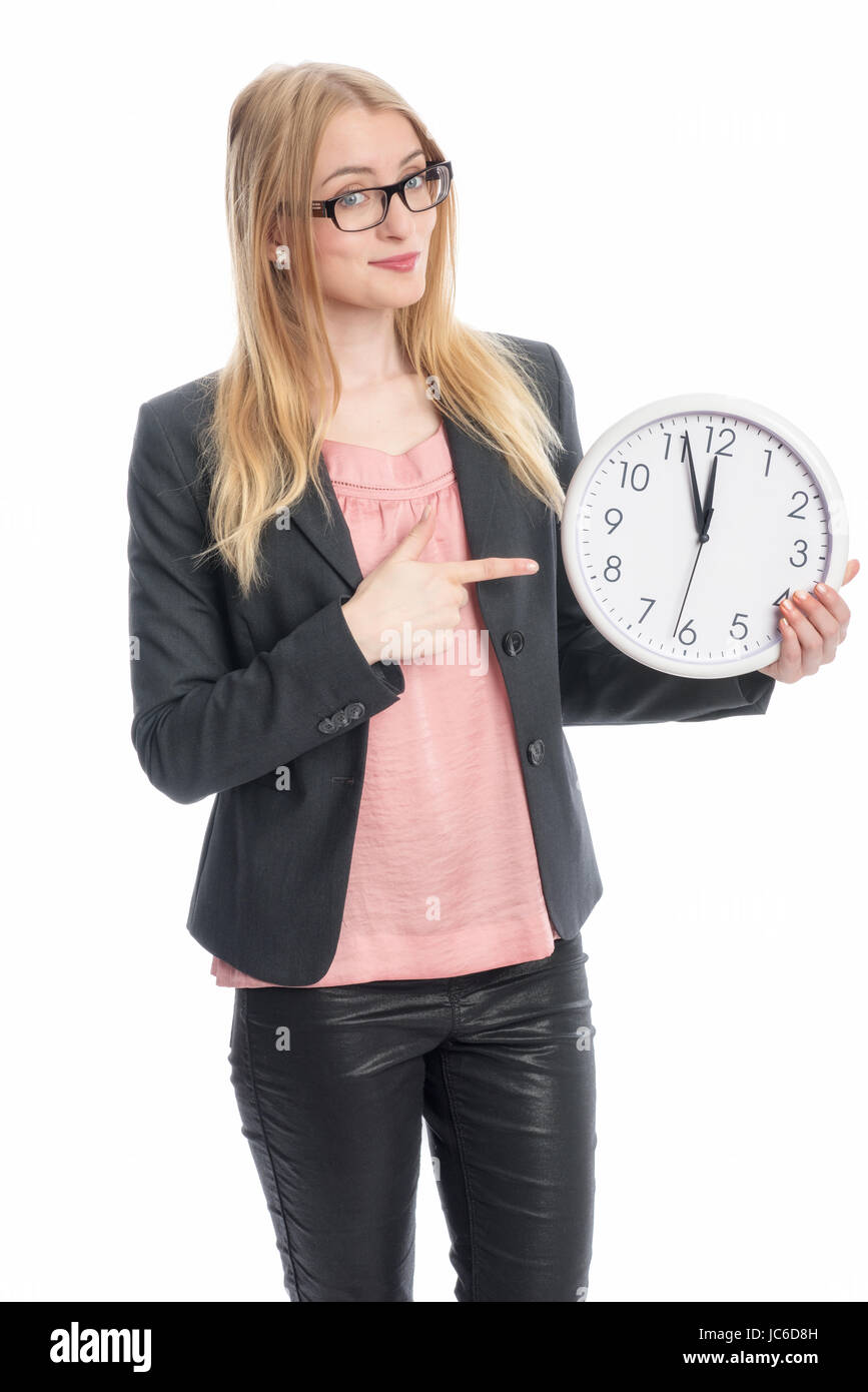 woman with clock Stock Photo - Alamy