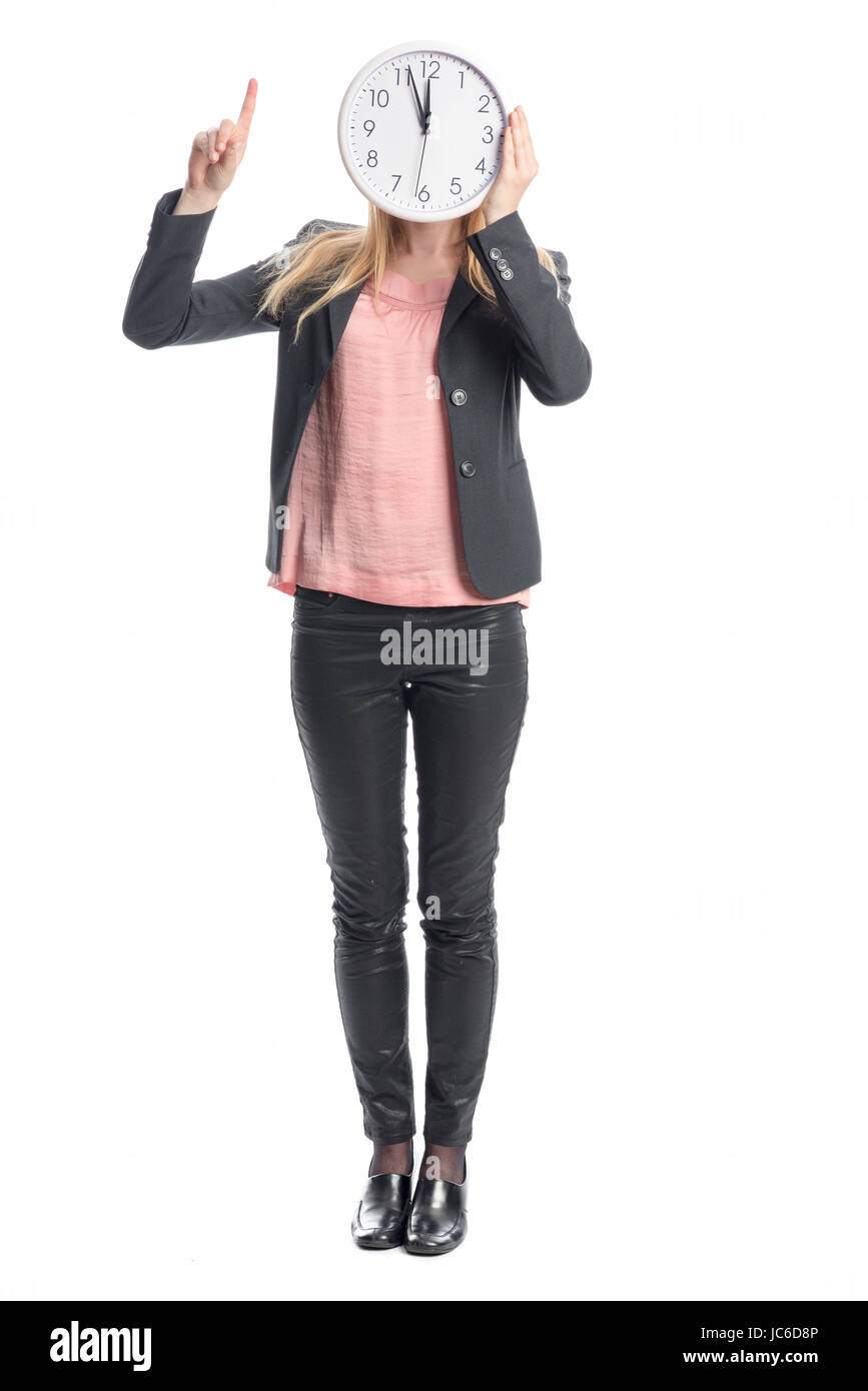 woman with clock Stock Photo - Alamy