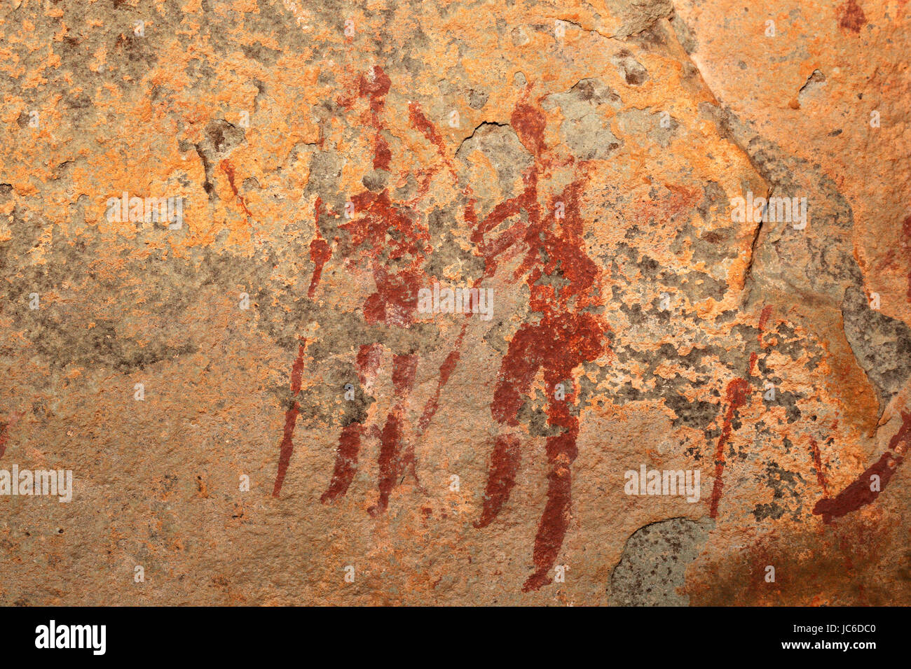 Bushmen (san) rock painting depicting human figures, Drakensberg ...