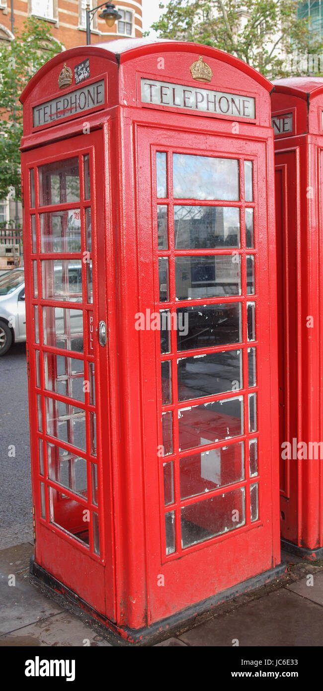 Traditional red telephone box in London UK Stock Photo - Alamy