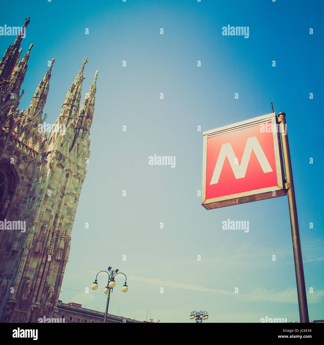 Vintage retro looking An underground subway metro tube traffic sign in ...