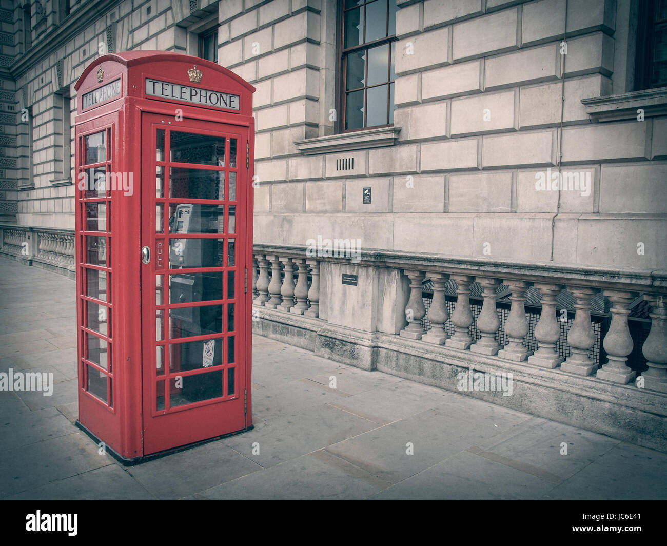 Vintage looking Traditional red telephone box in London UK Stock Photo ...